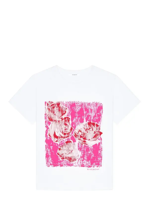 Givenchy T-shirt With Flowers Print - White/pink