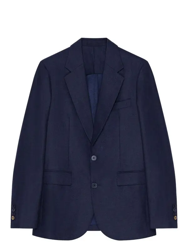 Givenchy Single-breasted Deconstructed Jacket In Flannel - Navy