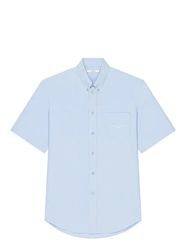 Givenchy Shirt In Cotton Oxford With Paris Jacquard - Baby Blue