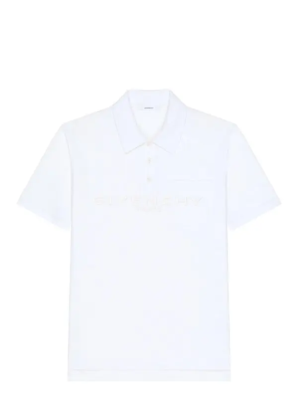 Givenchy Polo In Cotton And Silk With Paris Jacquard - White