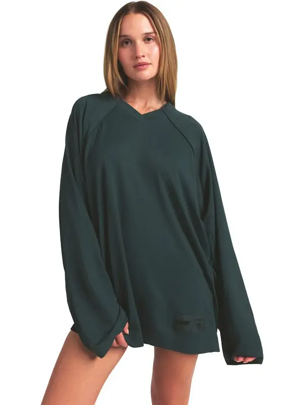 Nike Airy Oversized V-neck Long-sleeve Top - Green