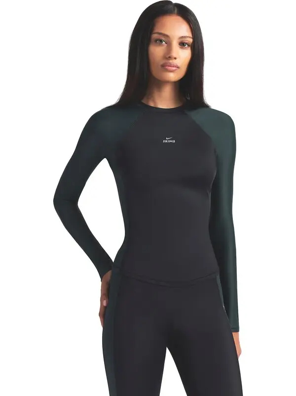 Nike Skims Shine Long-sleeve Crew-neck Top - Black