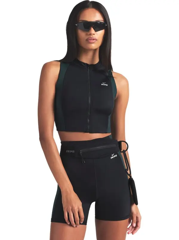 Nike Skims Shine Front-zip Bra - Black