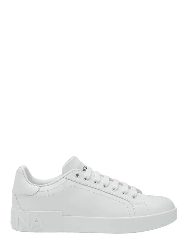 Dolce & Gabbana Portofino Leather Sneakers - White