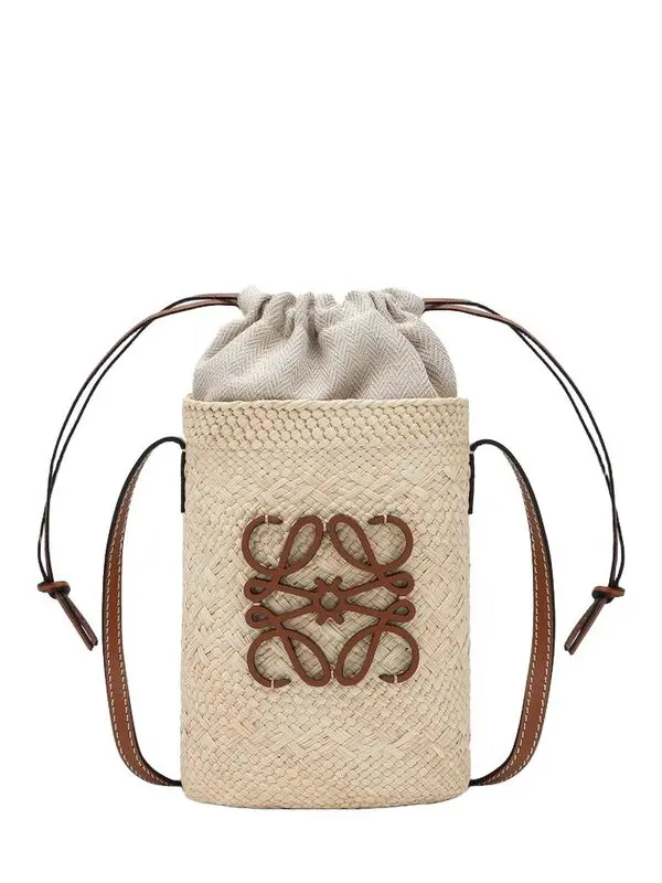 Loewe Square Bag In Iraca Palm And Leather - Beige