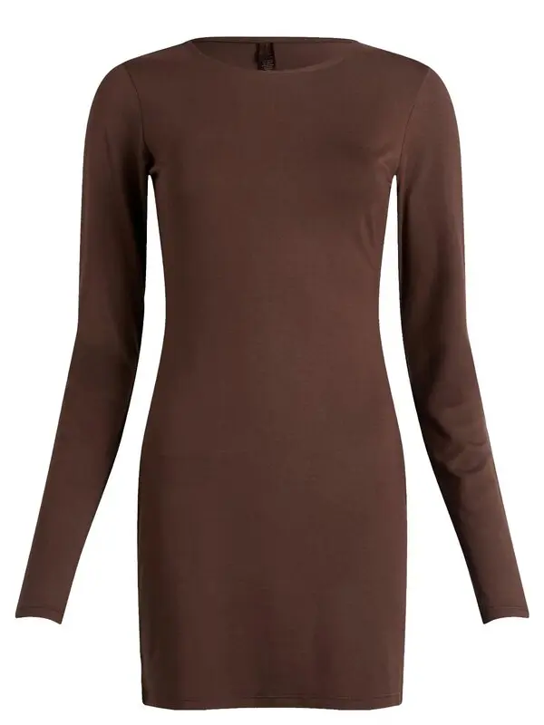 SKIMS Smooth Layers Crewneck Tunic Mini Dress - Espresso