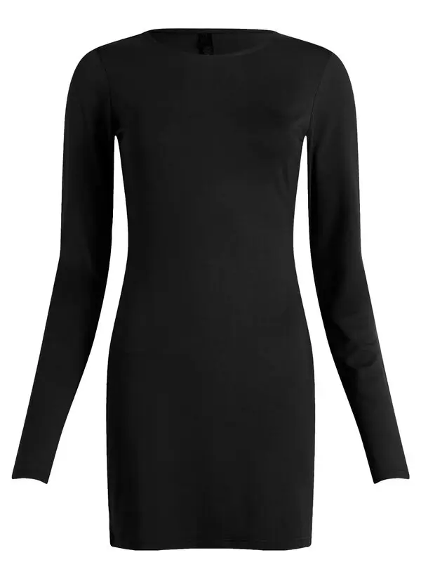 SKIMS Smooth Layers Crewneck Tunic Mini Dress - Obsidian