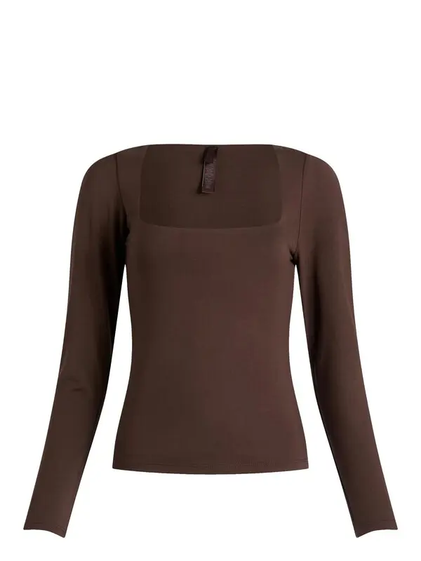 SKIMS Smooth Layers Square Neck Long Sleeve Top - Espresso