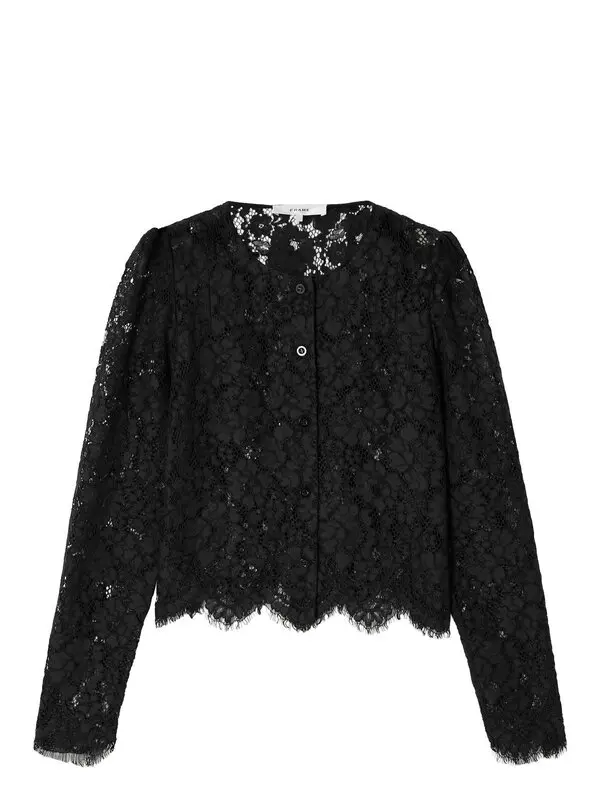 FRAME Organic Cotton-blend Lace Blouse - Black