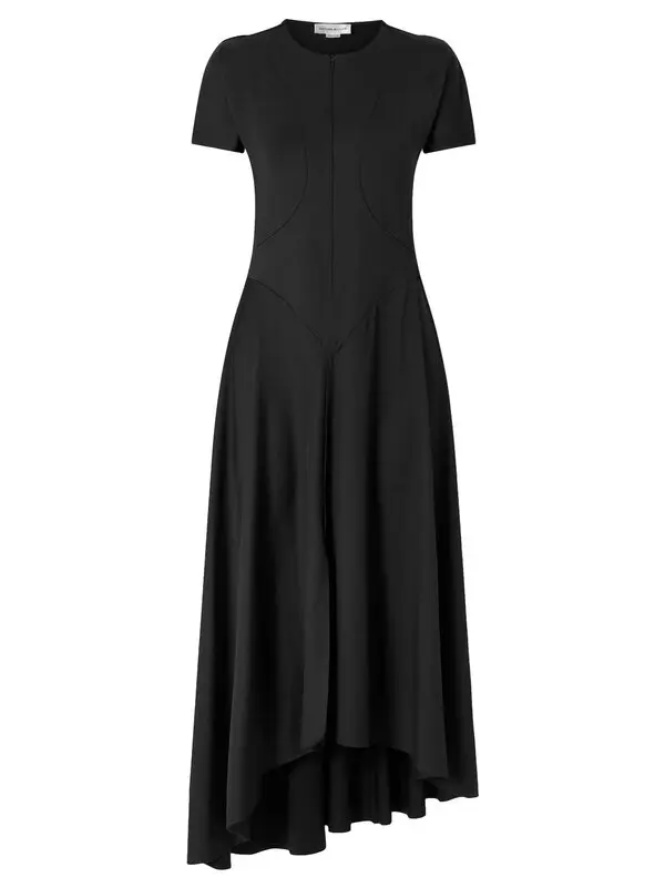 Victoria Beckham Stretch-jersey Zip-up Midi Dress - Black