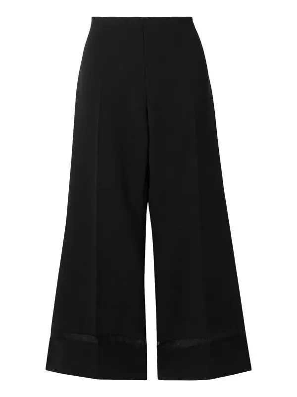 Khaite Wallace Organza-trimmed Crepe Wide-leg Pants - Black