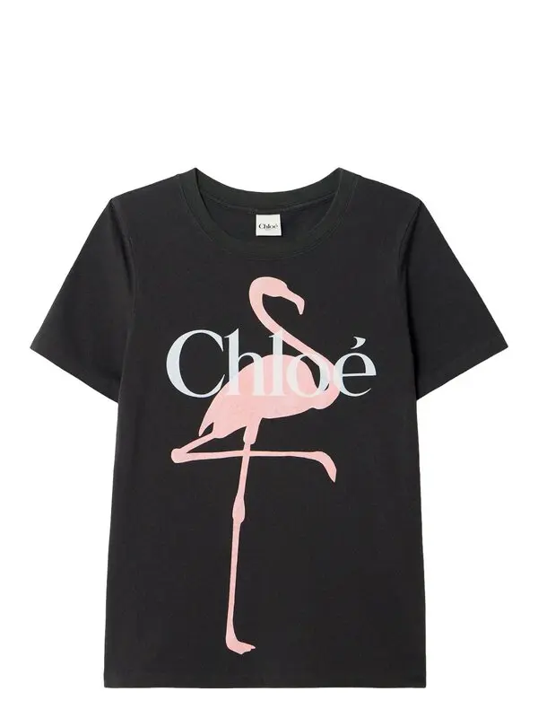 Chloé Printed Organic Cotton-jersey T-shirt - Black