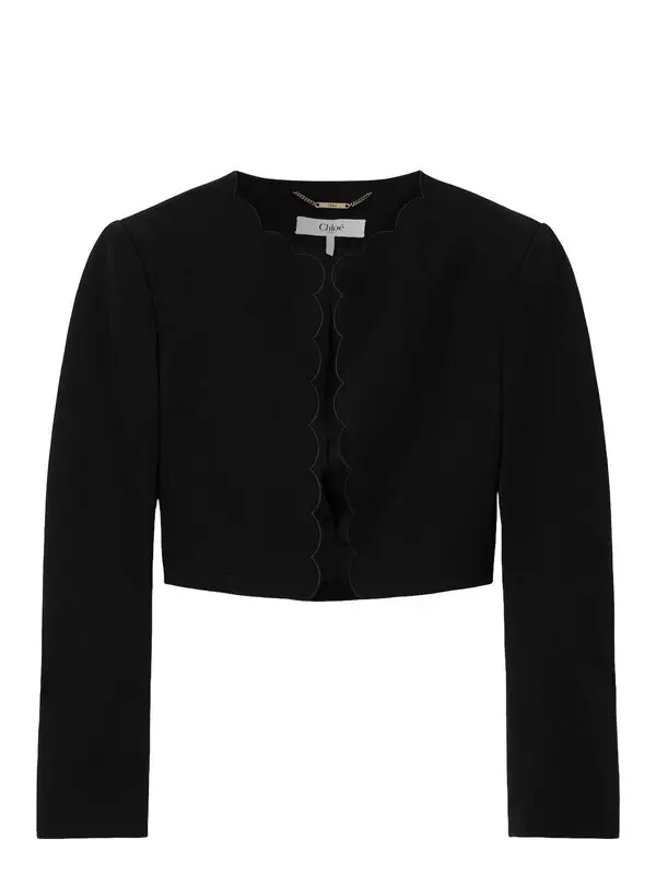 Chloé Scalloped Cotton-blend Twill Jacket - Black