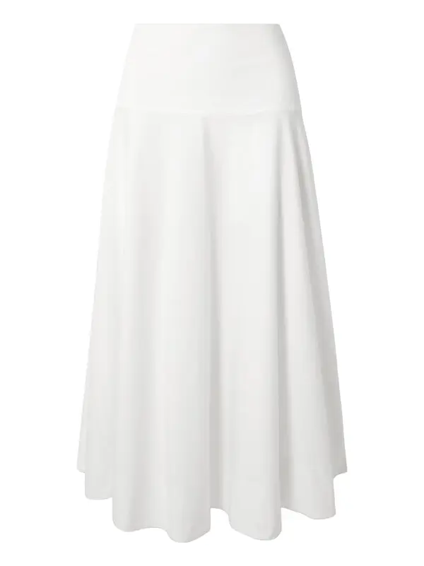 ST. AGNI Paneled Cotton-blend Maxi Skirt - White