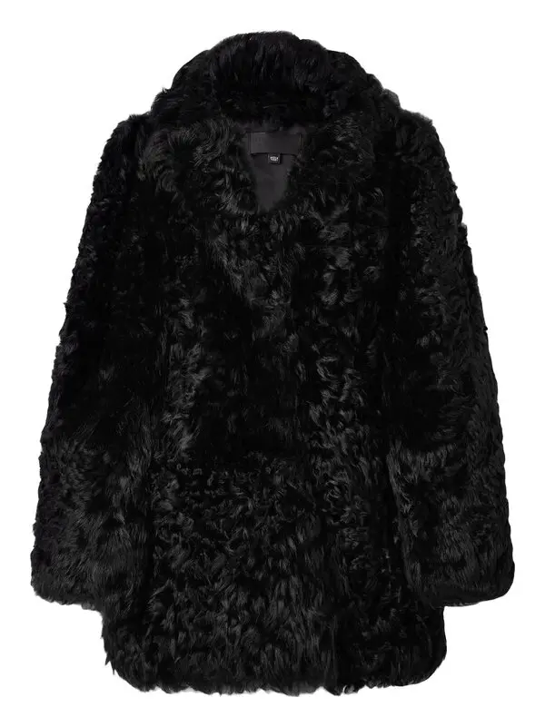 NILI LOTAN Josie Shearling Coat - Black