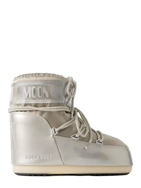 Moon Boot Icon Glow Glance Metallic Satin And Pvc Snow Boots - Silver