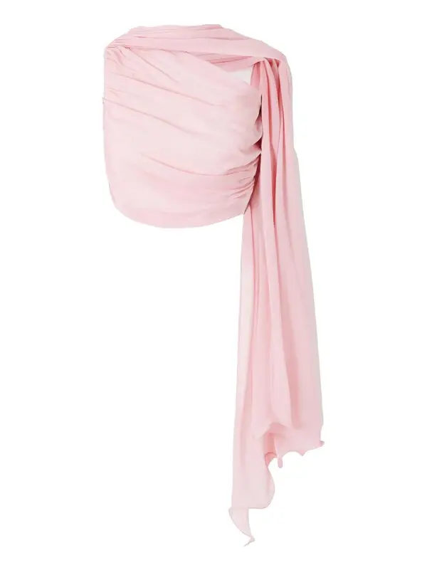 Posse Solene Asymmetric Draped Georgette Top - Pink