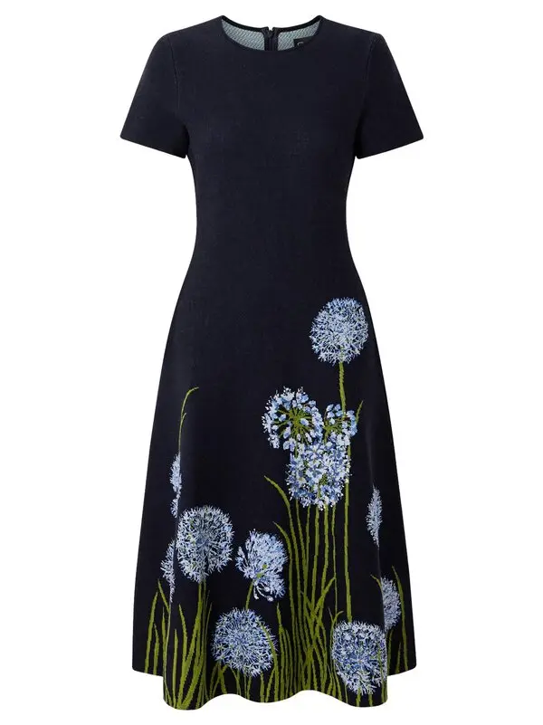 Oscar De La Renta Jacquard-knit Midi Dress - Blue