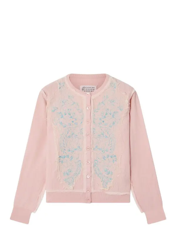 MAISON MARGIELA Embroidered Wool Cardigan - Pink