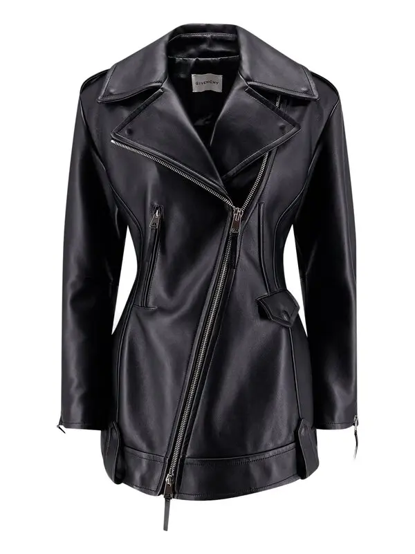 Givenchy Waisted Leather Jacket - Black