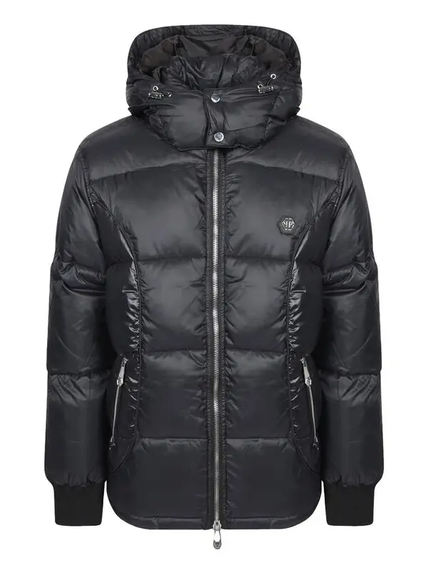 Philipp Plein Padded Jacket With Adjustable Hood - Black