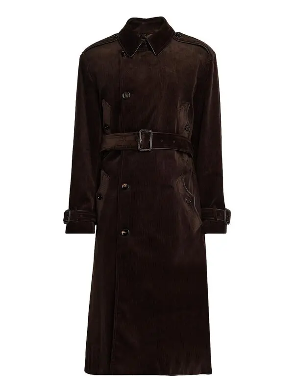 Burberry Long Corduroy Trench Coat - Clove Brow