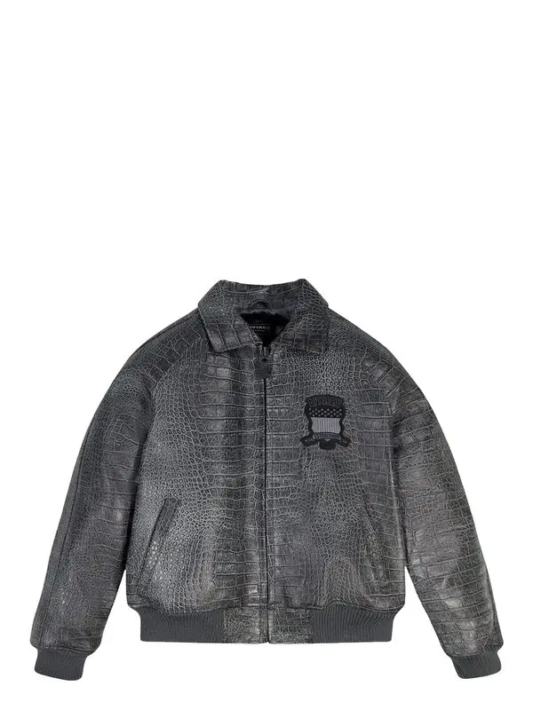 AVIREX Crocodile Leather Track Jacket - Ghost Grey