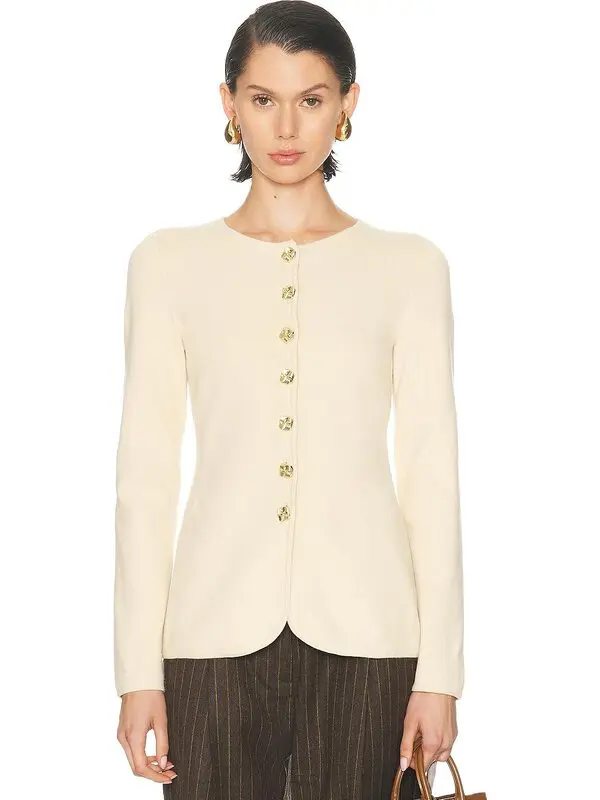 L'academie By Marianna Bronte Button Cardigan - Beige