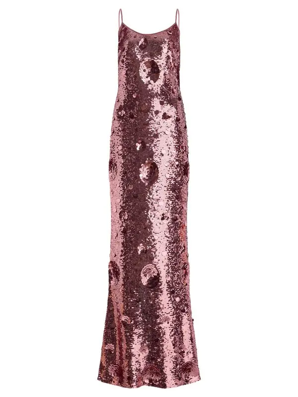 THE NEW ARRIVALS ILKYAZ OZEL Isis Sequinned Maxi Dress - Pink