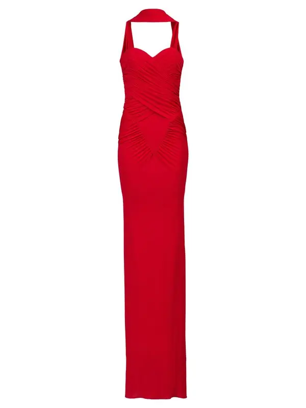 THE NEW ARRIVALS ILKYAZ OZEL Samsara Ruched Maxi Dress - Red