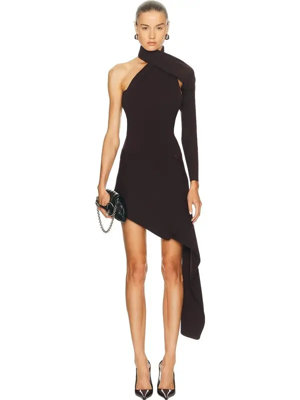 COURREGES Wrapped Rib Dress - Burgundy