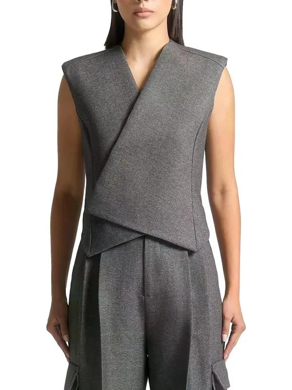 Manière De Voir Laurence Textured Marl Tailored Wrap Waistcoat - Grey