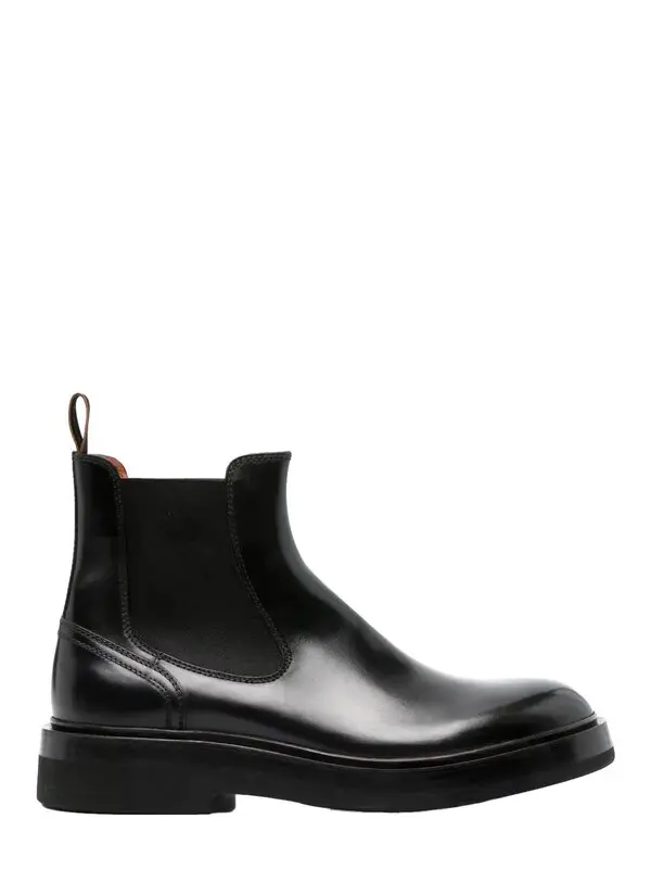 Santoni Leather Chelsea Boots - Black