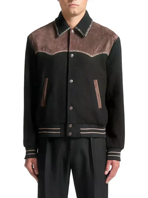 Manière De Voir Whipstitch Varsity Jacket - Black
