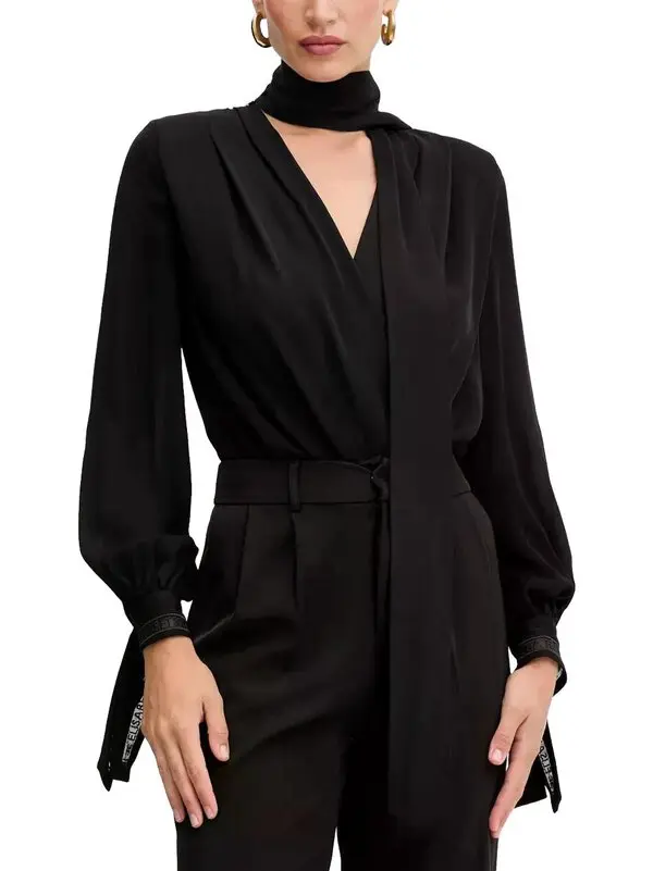 Elisabetta Franchi Tie-neck Long-sleeve Top - Black