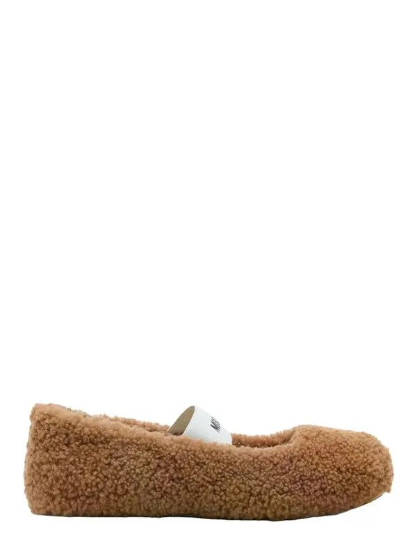 Moon Boot Shearling Logo-strap Ballet Flats - Brown