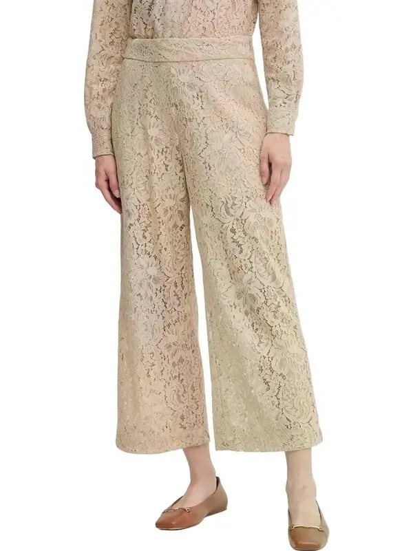 Dkny Lace-detail Wide-leg Trousers - Neutrals