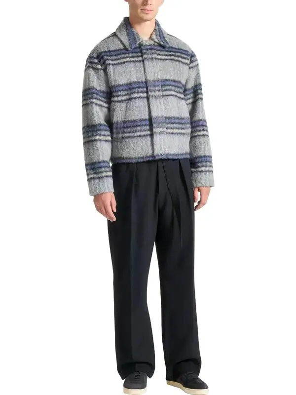 Manière De Voir Checked Brushed Jacket - Grey