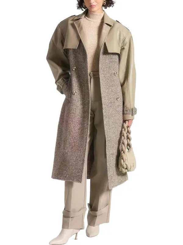 Manière De Voir Carina Herringbone-pattern Trench Coat - Neutrals