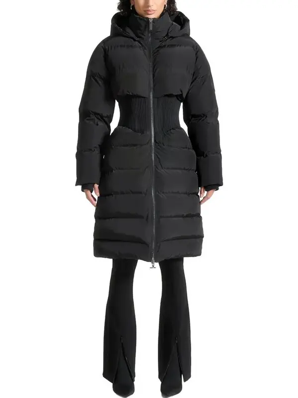 Manière De Voir Mira Corset-detail Coat - Black