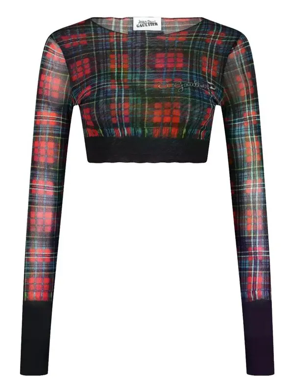 JEAN PAUL GAULTIER Tartan-patterned Crop Top - Red