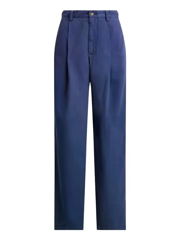 Polo Ralph Lauren Pleated Cotton-blend Trousers - Blue