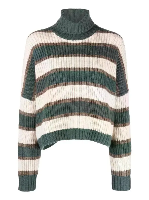 Brunello Cucinelli Striped Turtleneck Sweater - Neutrals