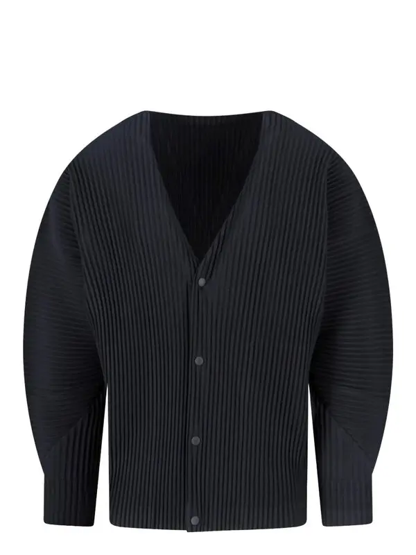 HOMME PLISSE Pleated Cardigan - Black