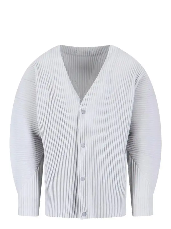 HOMME PLISSE Pleated Cardigan - Gray