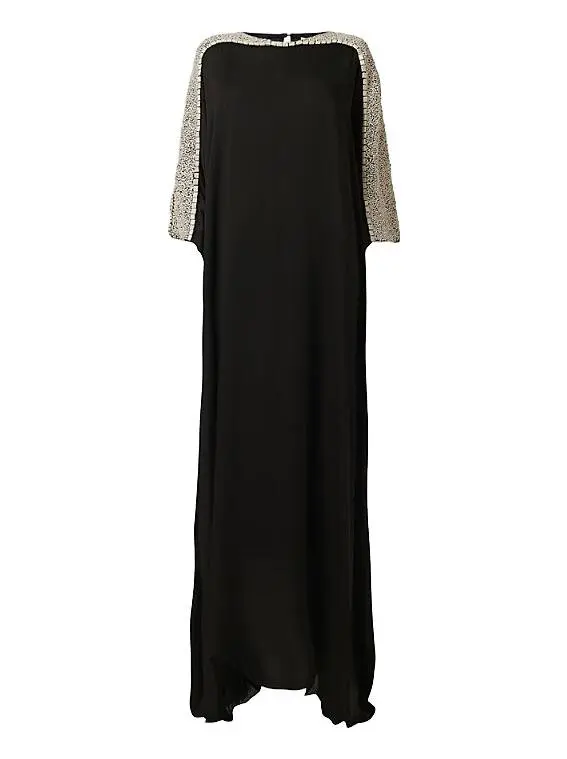LEEM Jewelled-shoulder Woven Kaftan - Black