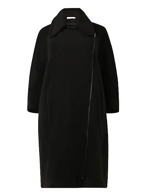 LEEM Wool-blend Biker Coat - Black
