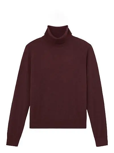REISS Wendy Roll-neck Wool Jumper - Burgundy