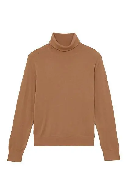 REISS Wendy Roll-neck Wool Jumper - Camel