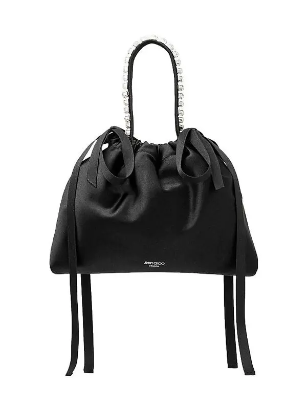 JIMMY CHOO Drawstring Mini Top Handle Shoulder Bag - Black/black/silver